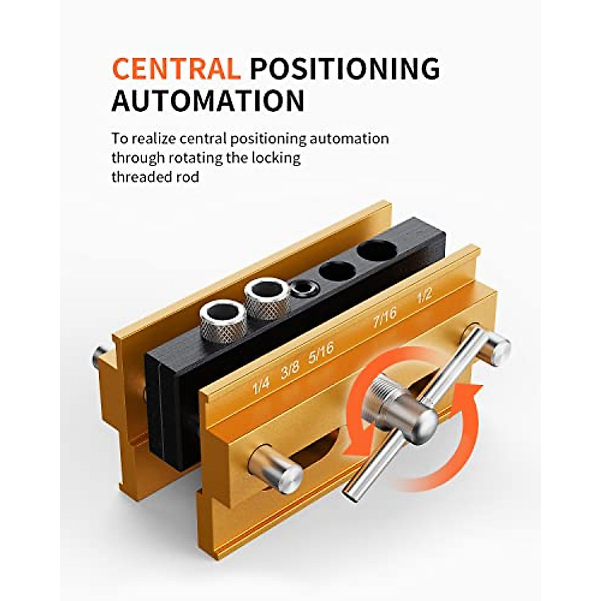 Self Centering Doweling Jig, Kolvoii Drill Jig Set for Straight Holes, Adjustable Width Woodworking Locator Joints Tools(Gold)