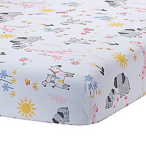 Lambs & Ivy Jazzy Jungle 3-Piece Safari Animals Pink Baby Crib Bedding Set