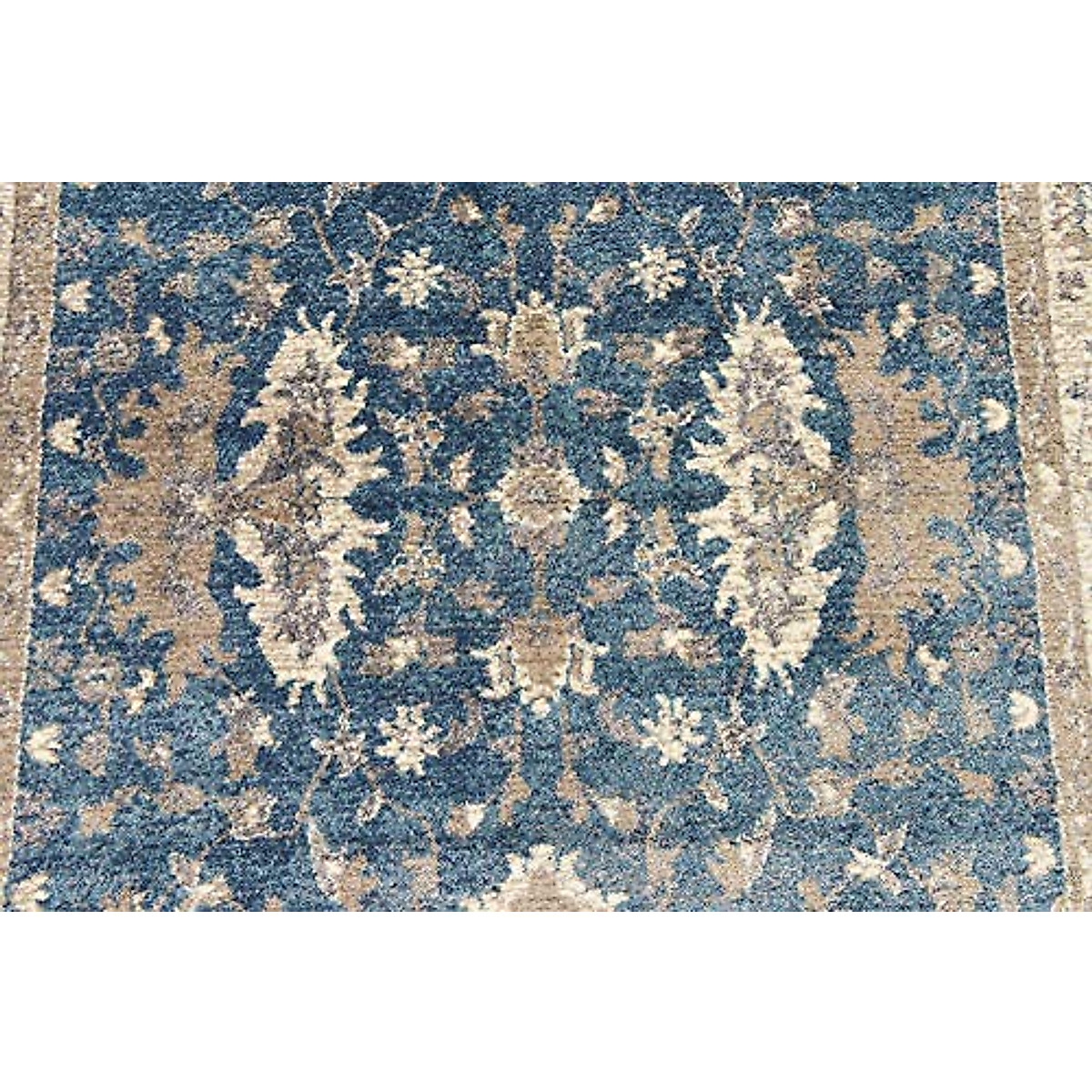 Unique Loom Salzburg Collection Classic Traditional Medallion Design Oriental Inspired Area Rug, 4' 0" x 4' 0", Blue/Beige