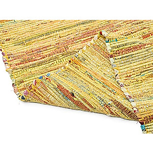 SISOSU Cotton Area Rug - Carpets Suitable for Living Room, Bedroom, Dining Room, Home Décor - Handcrafted Traditional Rugs - Non-Skid - Chindi Cotton Rag - 4’ x 6’ - Yellow