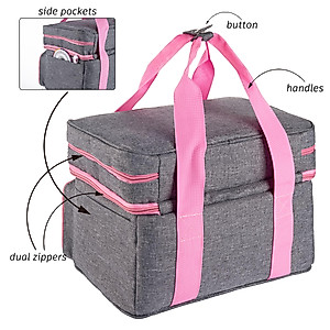 CraftGenes Sewing Storage Organizer, 3 Layers Large Sewing Storage Bag for Sewing Supplies with 2 Detachable Pouches, Sewing Box for Spool Thread, Sewing Tool(Bag Only)