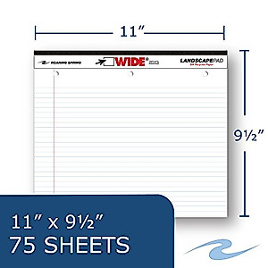 Roaring Spring Wide College Ruled Landscape Legal Pad, 11" x 9.5" 75 Sheets, White