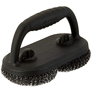 Outset 76226 Short Handle Mesh Scrubber Grill Brush, Black