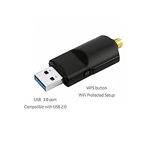 Realtek RTL8812BU USB Wireless Adapter 1200 Mbps with 5 dBi Antenna Dual Band AC1200 WiFi Dongle IEEE 802.11 a b g n ac for Laptop Desktop USB 3.0 Network Adapter Support Windows 10 Mac