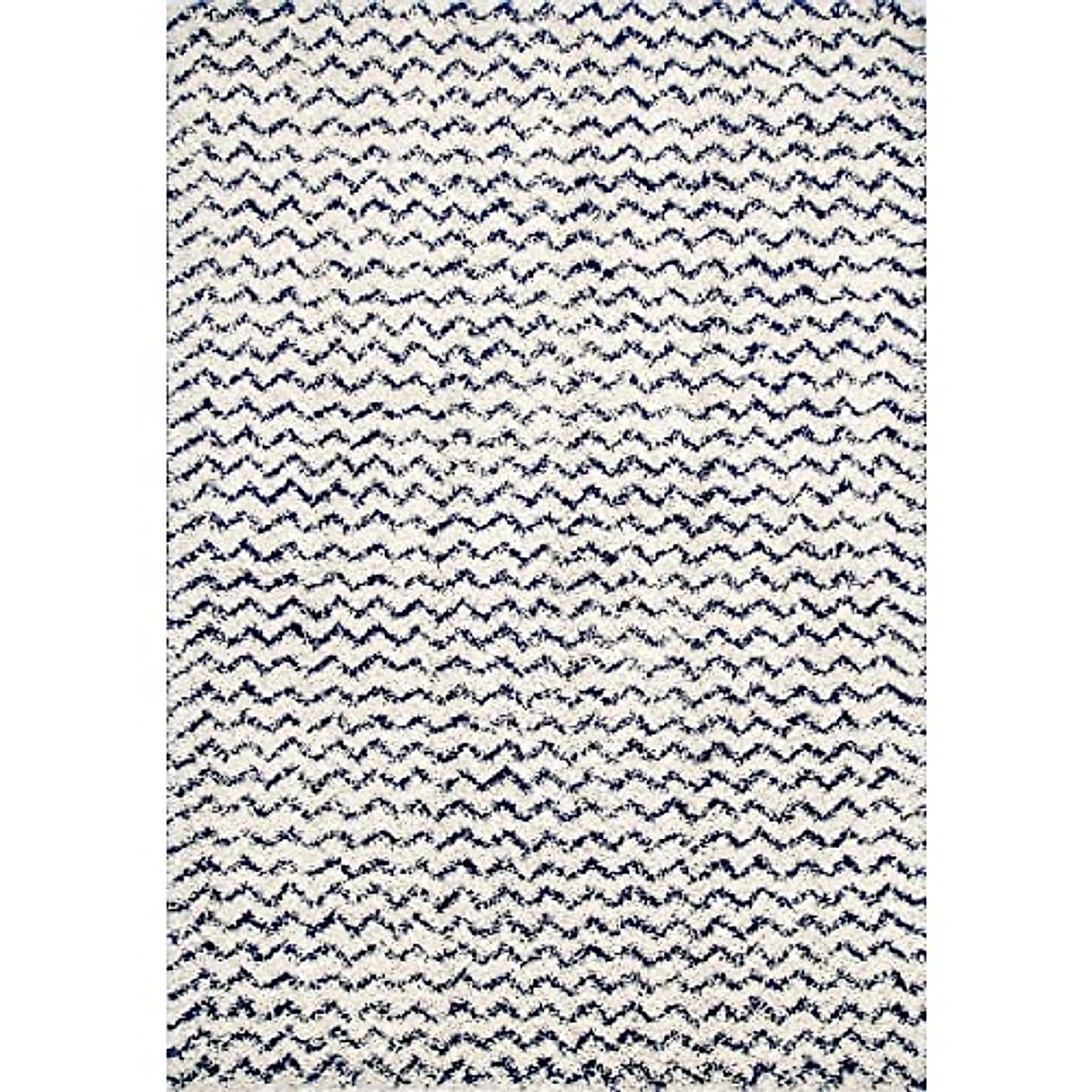 nuLOOM Cuellar Chevron Shag Area Rug, 8' 10" x 12', Navy