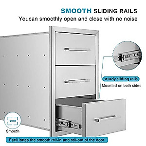 TELAM Stainless Steel Combined Drawer Cabinet 14 W x 21 H x 23 D Outdoor Kitchen Drawer Combo Stainless Steel Combination Cabinet 14 W x 21 H x 23 D Perfect for Outdoor Kitchen BBQ Island