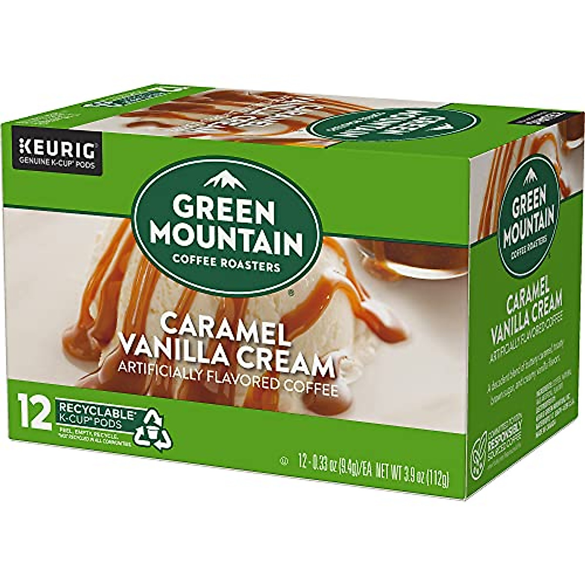 Green Mountain Coffee Roasters Caramel Vanilla Cream Keurig Single-Serve K-Cup pods, Light Roast Coffee, 12 Count