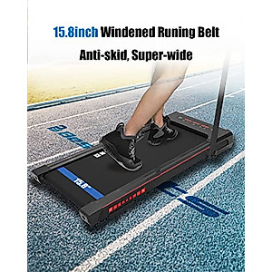 Walking Pad Treadmill Under Desk, 2 in 1 Folidable Treadmills Walking Machine, Portable Electric Treadmill, Desk Treadmill Compact Electric Running Jogging for Home Office with Remote Control, Black
