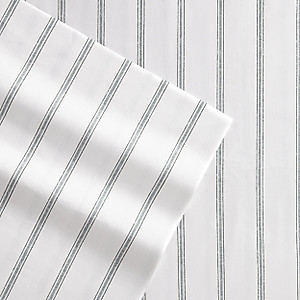 Stone Cottage - Full Sheets, Cotton Percale Bedding Set, Crisp & Cool Home Decor (Trenton Stripe Green, Full)