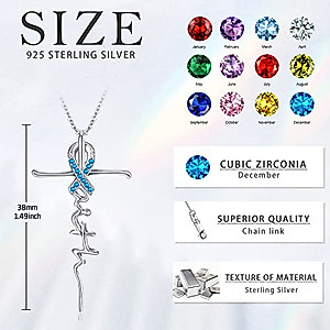 JUSTKIDSTOY Faith Necklace for Women 925 Sterling Silver Cross Pendant Necklace December Birthstone Necklace Christian Religious Jewelry Gifts