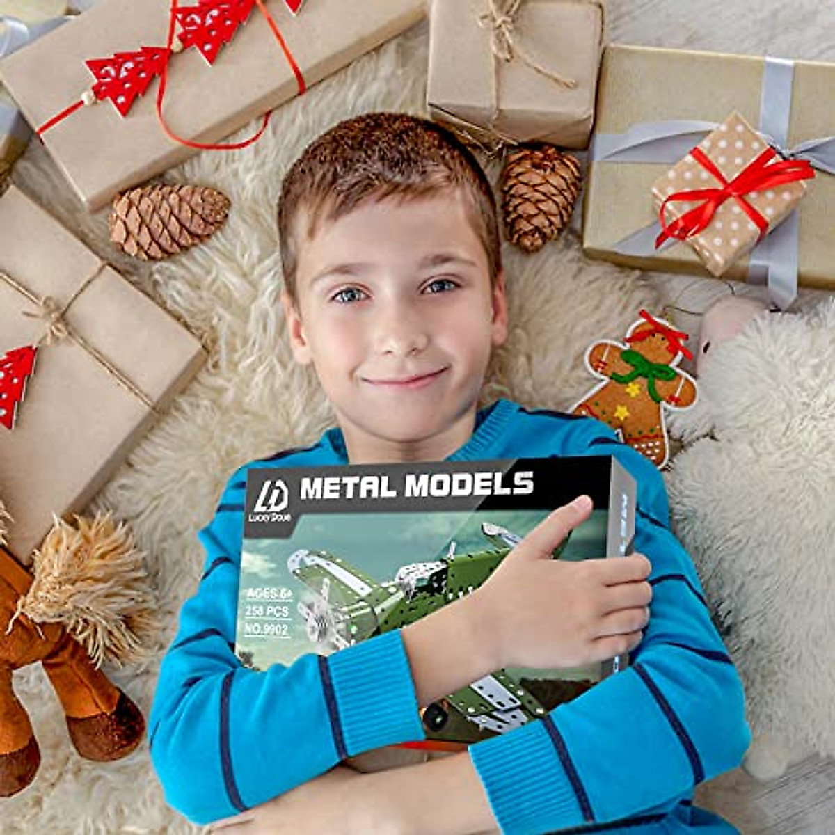 Lucky Doug Building Toys Airplane Model Set -258 Pieces DIY Building Stem Projects Toys for Kids Boys Ages 8-12 and Older,Building Assembly Science Educational Toys Set Gifts for Model Aircraft Fan