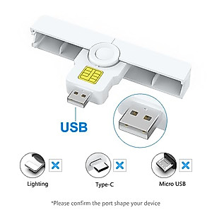 USB Smartfold Type A CAC Reader, USB A DOD Military USB Common Access CAC Smart Card Reader and ID CAC Card Reader,Compatible with Mac Os, Windows,Linux(Mini Foldable and Portable Type A) New