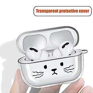 for Airpods Pro 2nd Generation Case Clear，Cute Kawaii Cat Fashion Design with Soft TPU Full Body Protective Airpod Portable Cover Case for Girls with Keychain Case for Airpod Pro 2nd Generation