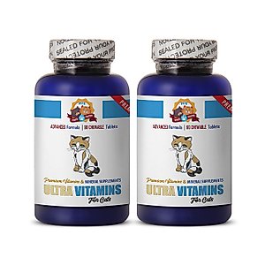 Vitamins for Cats Senior Cats - Ultra CAT Vitamins - Mineral Supplement - Premium Chews - cat Diet Treat - 180 Treats (2 Bottles)