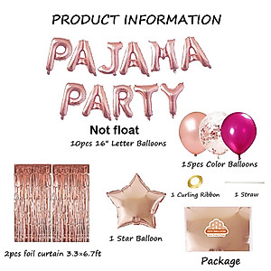 Geloar Pajama Party Decorations,Pajama Party Balloons for Girls PJ Mask Themed Banner for Pajama Slumber Sleepover SPA Spahhh Birtday Bday Bridal Hen Adult Party Supplies Kit (Rose Gold, PAJAMA)