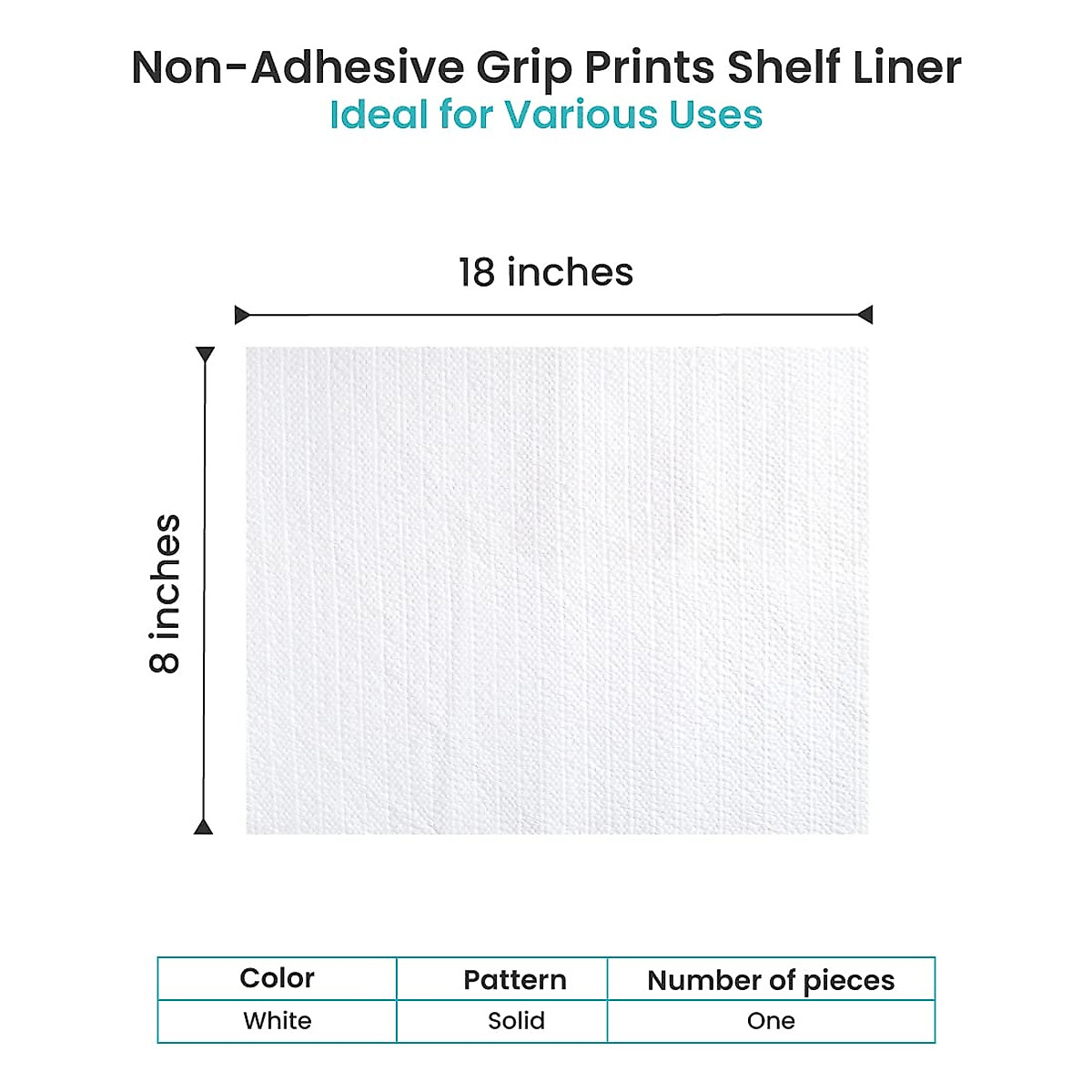 Con-Tact Brand Grip Prints Durable Non-Adhesive Non-Slip Shelf and Drawer Liner, 18" x 8', White