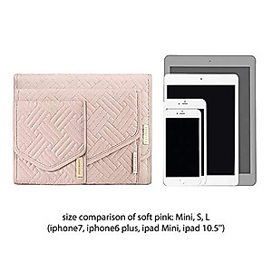 BAGSMART Travel Jewelry Organizer Roll Foldable Jewelry Case for Journey-Rings, Necklaces, Bracelets, Earrings, Soft Pink