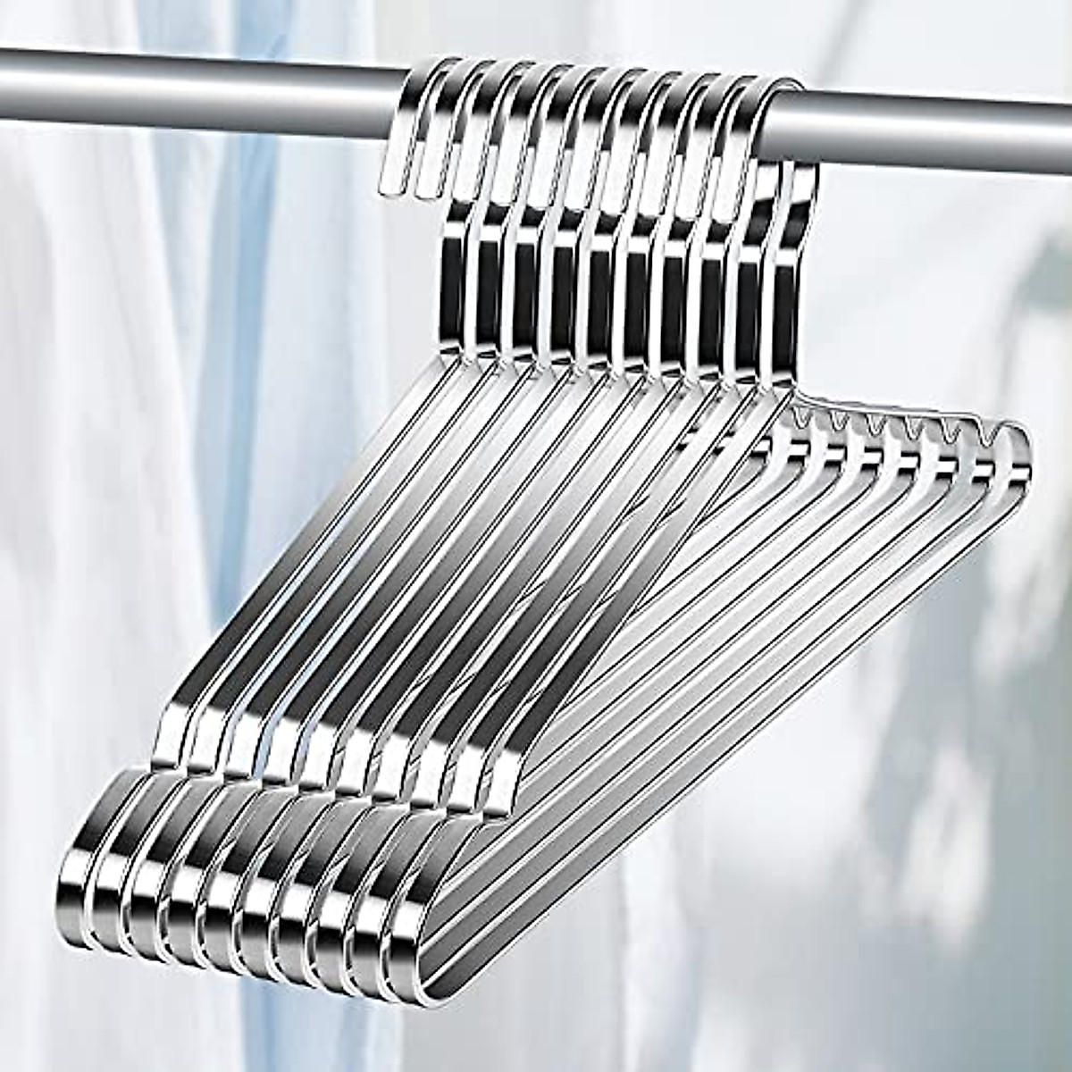 CPSUN Hangers 5 Pack Strong Heavy Duty Stainless Steel Metal Hangers for Home,Thicken and Bold Flat Strips Bulk Hangers
