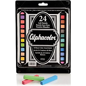 Quartet Derwent Alphacolor Soft Square Pastels, Multi-Colored, 24 Pastels per Set (102004)