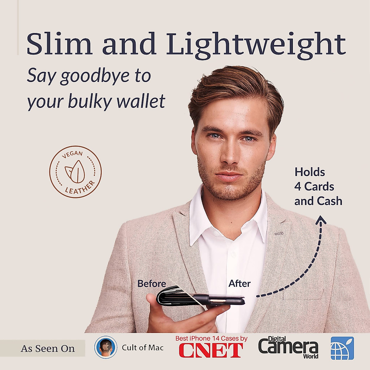 iPhone 15 Pro Max Wallet Case for Women and Men, Case with Card Holder [Slim & Protective] for Apple 15 Pro Max (6.7”), Vegan Leather i-Phone Cover, Phone Case, Black & Brown, Sandy Night