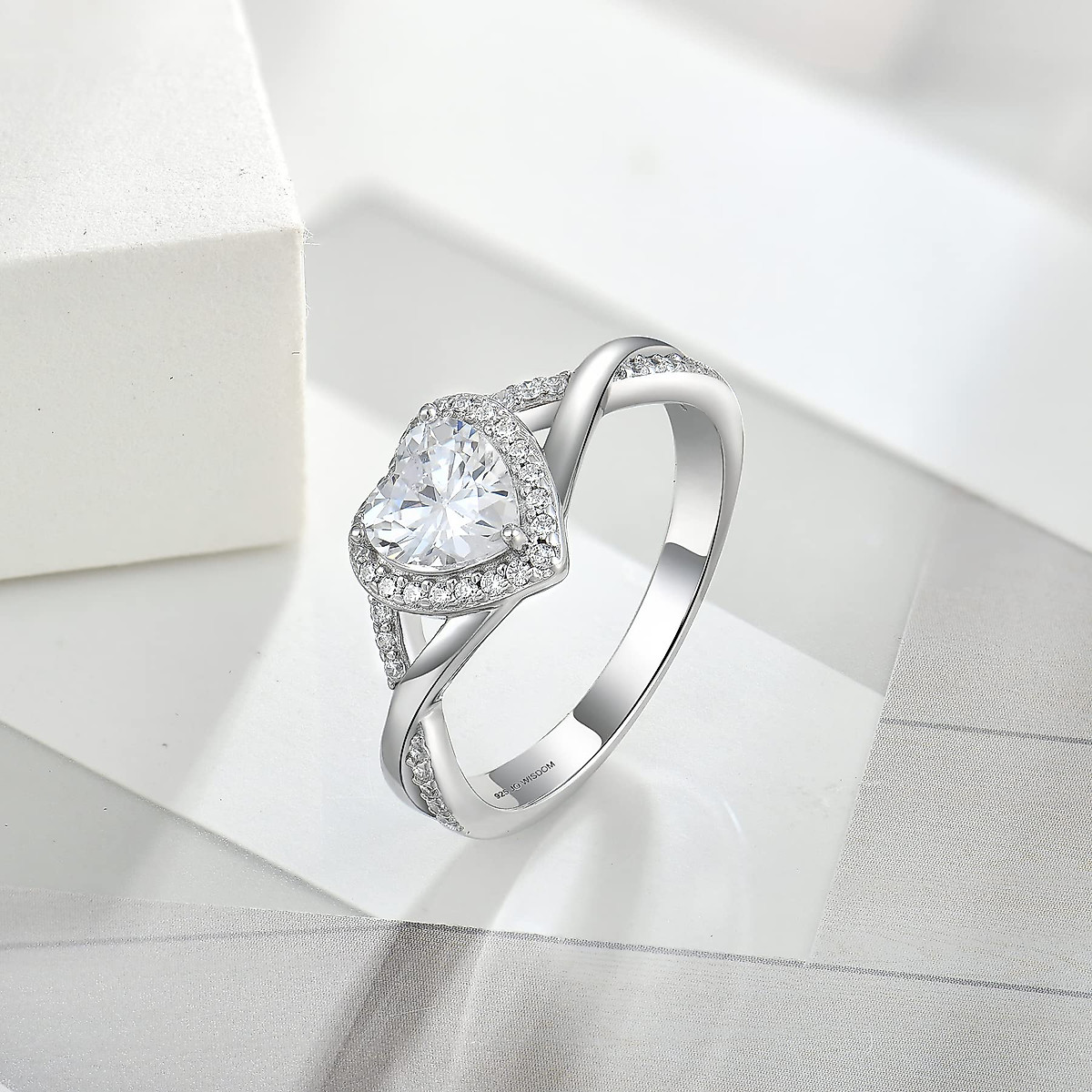 JO WISDOM Promise Rings for Women 925 Sterling Silver Infinity Heart Halo Promise Ring for Her Rings size 9