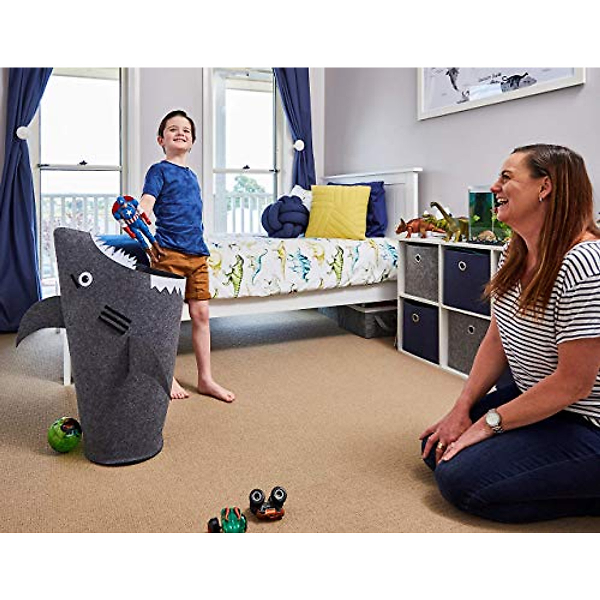 Cute Laundry Basket Kids Laundry Basket Baby Hamper Nursery Hampers bedroom Dirty clothes hamper Toy Storage baskets Boy girls baby Shark Decor for Boys Room furniture Girl Bathroom toddler Toy Box