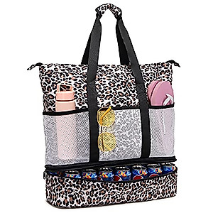 JIANYA Beach Bag Women Waterproof Sandproof Beach Tote Bags with Cooler Top Zipper Large Totes for Beach Pool Travel Daily