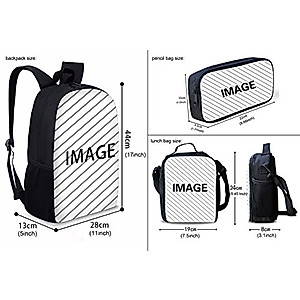 Biyejit Fire and Water Basketball Print Children Backpack School Bag Set of 3 with Lunchbox Pencil Case for Boys Girls