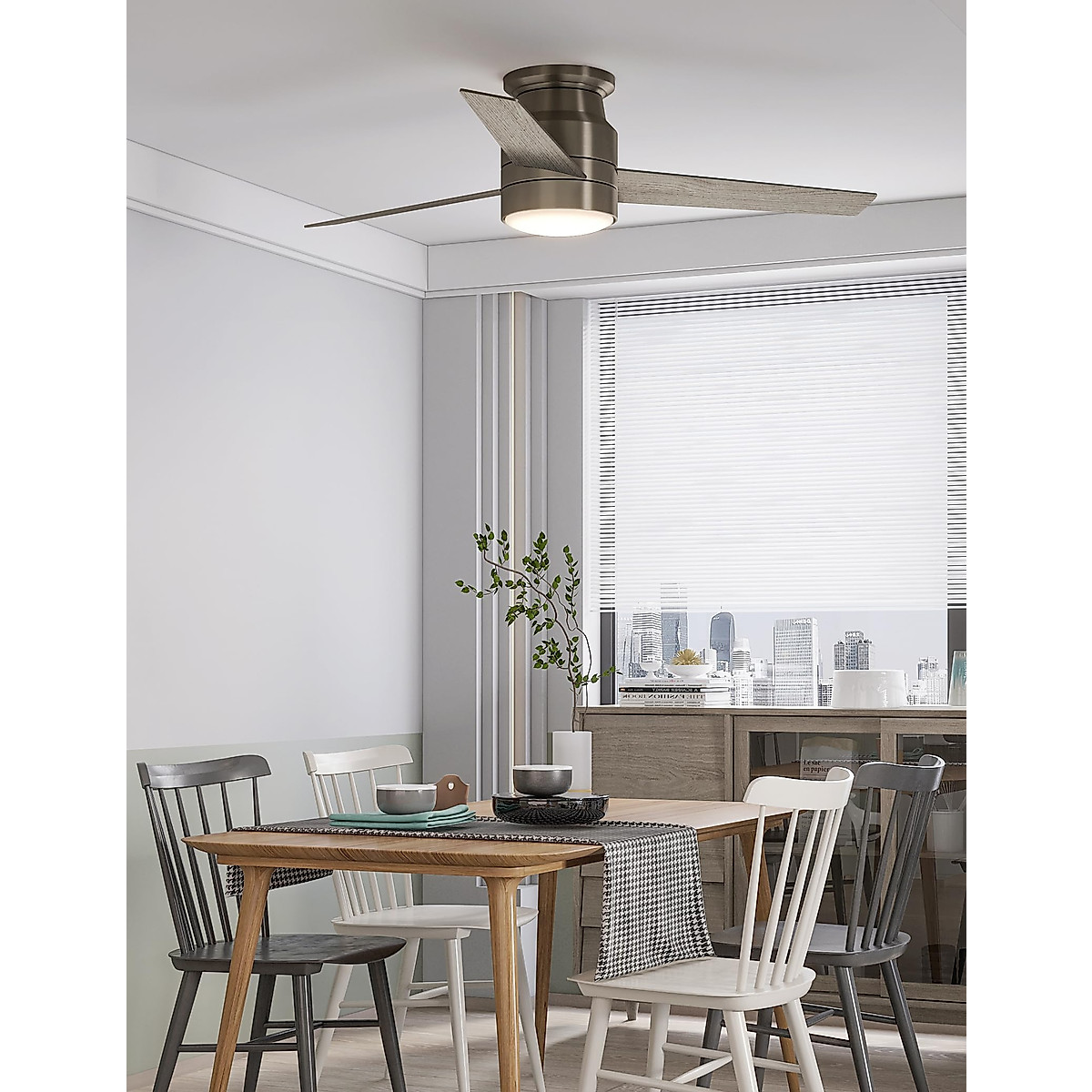 warmiplanet Flush Mount Ceiling Fans with Lights and Remote Control, 52-Inch,3 CCT Dimmable Light, Reversible Noiseless 6 Speeds DC Motor, Timer, Antique Nickel, 3-Blades