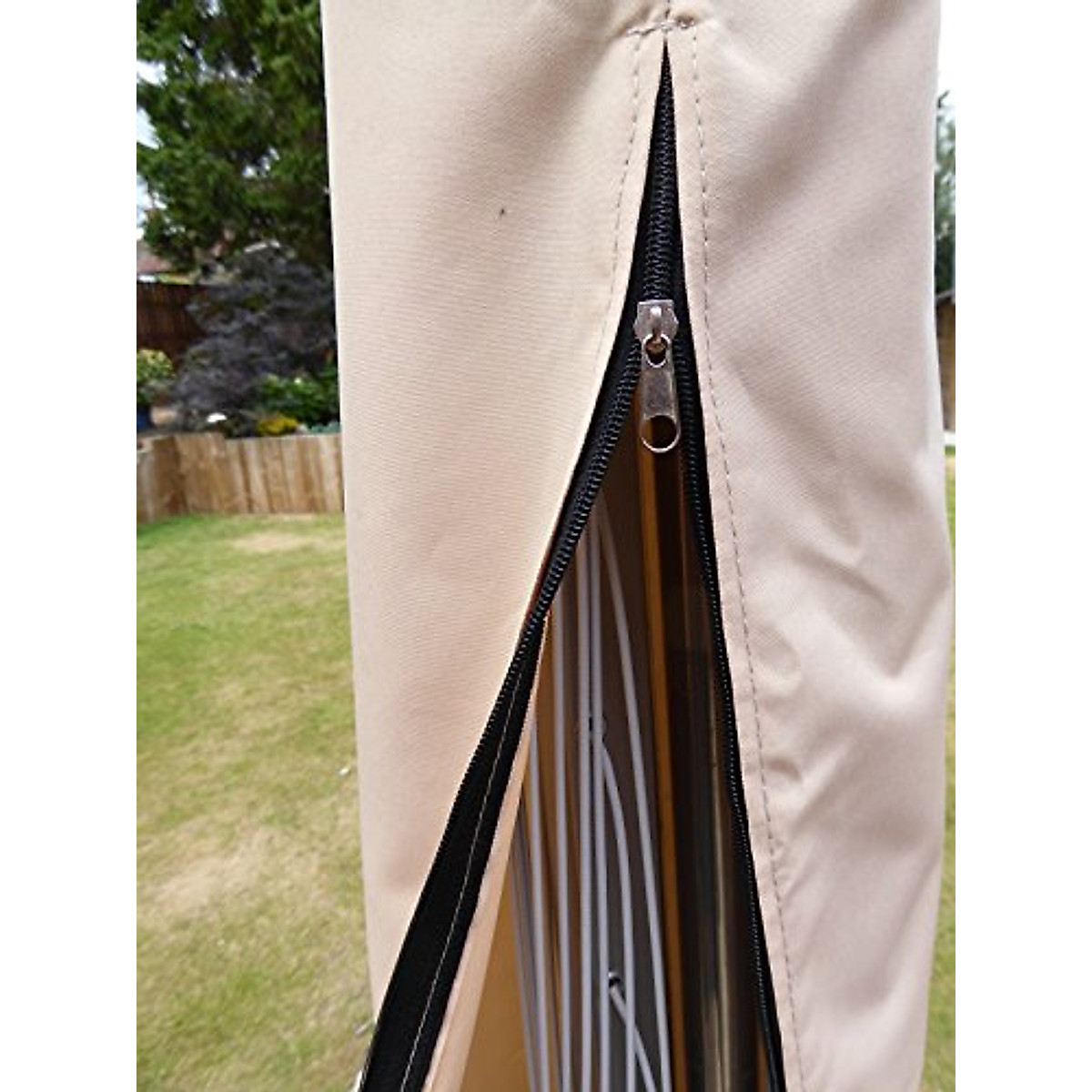 UK-Gardens Waterproof Umbrella Cover and Rotary Washing Line Cover for 3 Meter or 2.7 Meter Parasols - Water Proof Garden Furniture Cover (Beige)