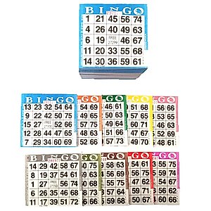 American Games Bingo Paper Game Cards - 1 Card - 10 Bingo Sheets - 200 Books - Standard Size (4" Square) - 10 Colors, Made in USA