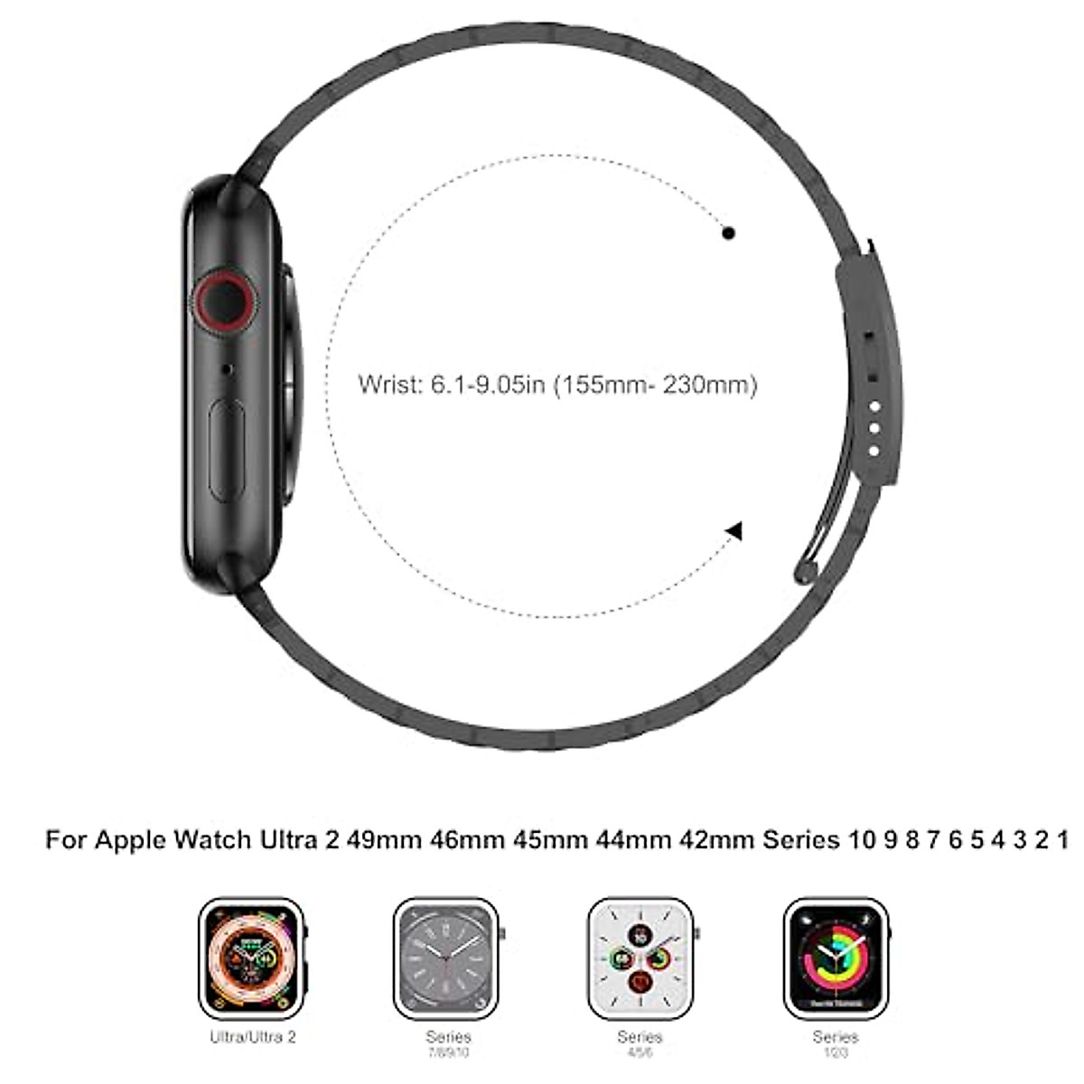 iiteeology Ultra 2 Band Compatible with Apple Watch 49mm 46mm 45mm 44mm 42mm, Upgraded Stainless Steel Wristband for iWatch Ultra & Series 10-1, Black/Blue