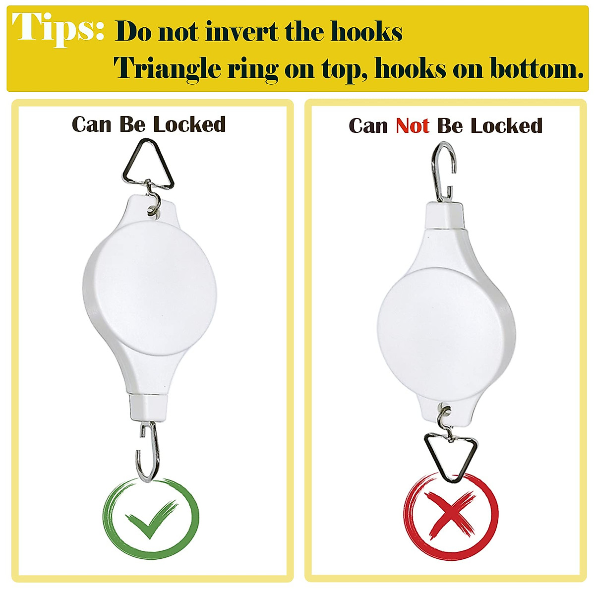 Adjustable Plant Pulley Hanger-2 Pack, Plant Pulley Retractable Hanger, Pully Hook for Hanging Garden Basket Pots, Bird Feeder Pulley Hanger for Hanging Plants Outdoor Heavy Duty