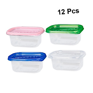 BUTIFULSIC 12 Pcs Disposable Rectangular Plastic Lunch Boxes with Lids Sealed Food Containers for Meal Prep Fruits and Cakes Multi Color Green
