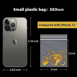 Mini Plastic Bags,400pcs 3"*3" Transparent Small Plastic Bags,JINYONBAG Small Zipper Bags for Jewelry, Coins, Beads,Small Items.......