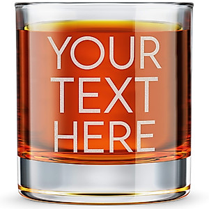 Custom Whiskey Glass, Engraved Etched Text Rocks Cocktail Glass, 10.25 oz Old Fashioned Whiskey Cup Gift, Customize With Your Text Here