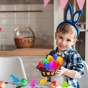 48Pcs Easter Eggs Prefilled Plastic Easter Eggs with Counting Dinosaurs Toys Inside Filled, Toddler Preschool Learning Activities Toys for Kids Easter Basket Stuffers Egg Fillers Gifts (Dinosaur)