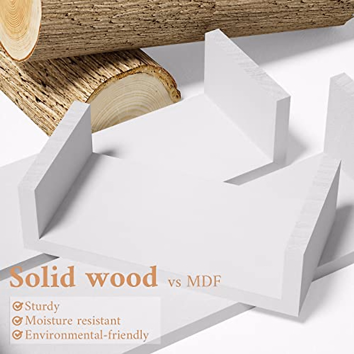 SRIWATANA Floating Shelves Wall Mounted, Solid Wood Wall Shelves, White