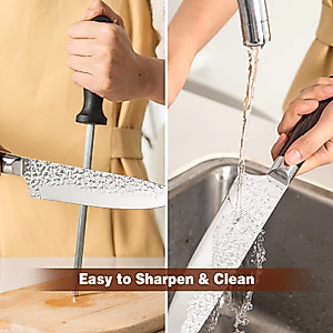 GOFLAME 16-Piece Kitchen Knife Set with Block, Stainless Steel Chef Knife Set with Sharpener, Versatile Kitchen Scissors, 6 PCS Steak Knives, Professional Knife Block Set with Ultra-Shape Edge