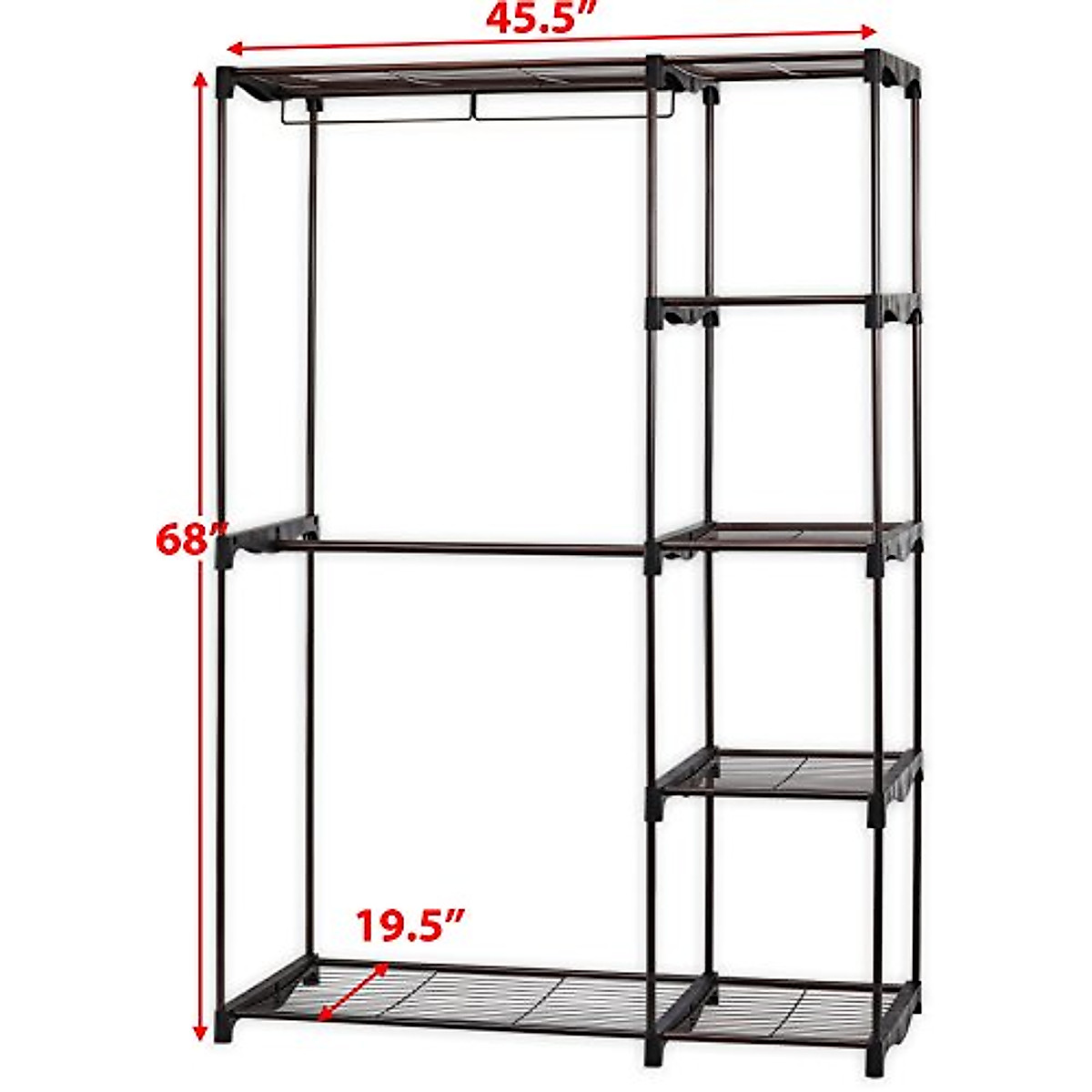 Simple Houseware Freestanding Cloths Garment Organizer Closet with Cover, Dark Gray