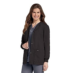 Landau Essentials Relaxed Fit 4-Pocket Snap-Front Scrub Jacket for Women 7525