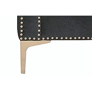 Iconic Home Gold/Grey Bea Velvet with Nail head Trim Tone Metal Sofa