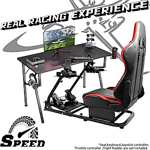 Dardoo G920 Flight Racing Simulator Cockpit Adjustable Compatible With HOTAS Warthog, G Saitek, Logitech G923, Thrustmaster T80 T150, Game Mount Without Wheel, Shifter,Seat and Pedal