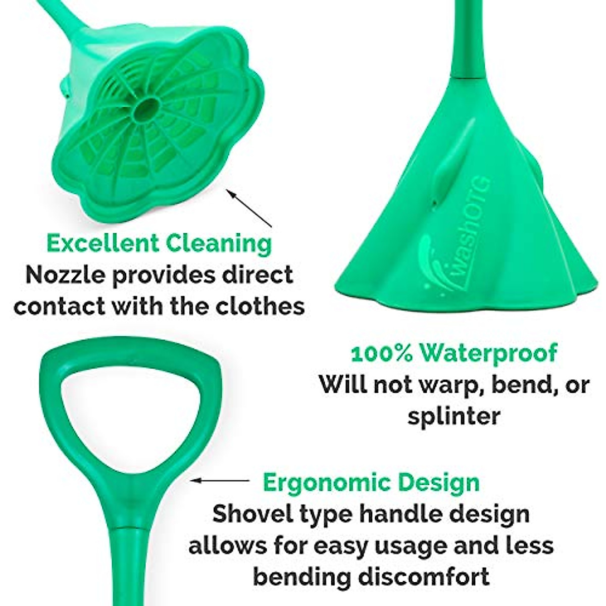 washOTG Portable Washing Machine – Durable & Waterproof Clothes Washing Wand – Mobile Clothes Washer that’s Perfect for Washing Clothes while Camping, Hiking, Traveling – Green Mobile Hand Washer