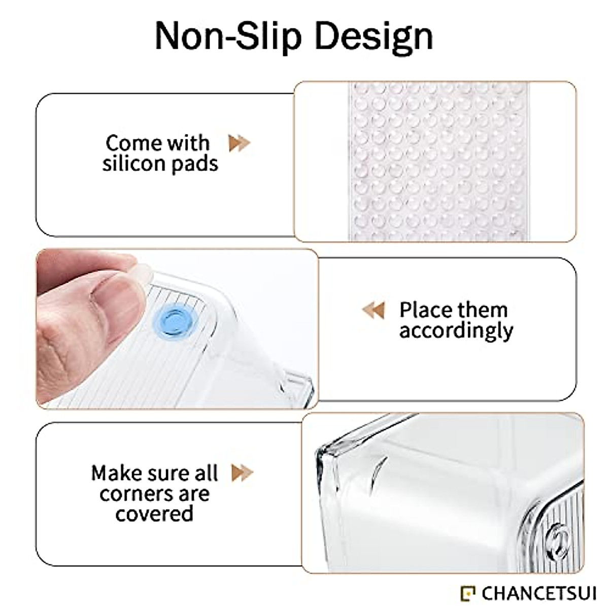 13 Pcs Drawer Organizer Set Clear Plastic Storage Bins Office Desk Drawer Dividers Trays with Non-Slip Silicone Pads, Dresser Separation Box for Makeup, Jewelries and Gadgets, Bedroom, Bathroom