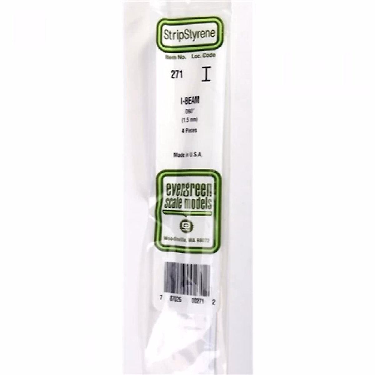 Evergreen Scale Models I-Beam .060 4 EVG271 Plastic Building Supplies