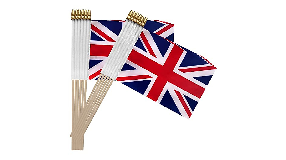UK Flag Pack - 12 Handheld British Flags for Parades & Parties