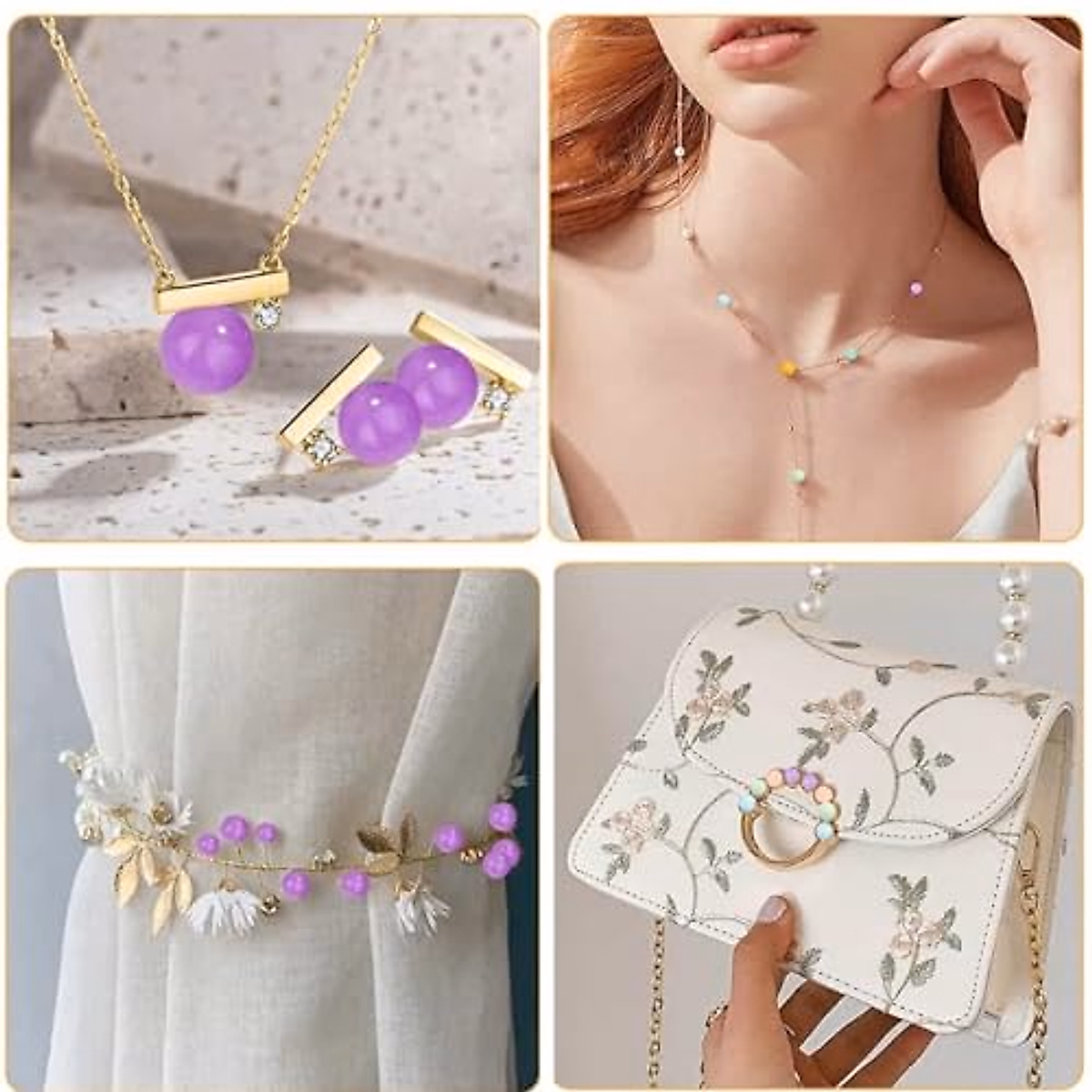 720 Piecess Glass Beads for Jewelry Making, 24 Colors 8mm Crystal Beads Bracelets Making Kit, Round Beads Suitable for Beginners