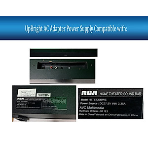UpBright 27.5V AC/DC Adapter Compatible with RCA RTS739BWS Soundbar Home Theater SoundBar AVC Multimedia A2HRTS739BWS RTS735BWS MyACT APS-A0602752352WD-G APS-AD602752352WD-G DC27.5V 2.35A Power Supply