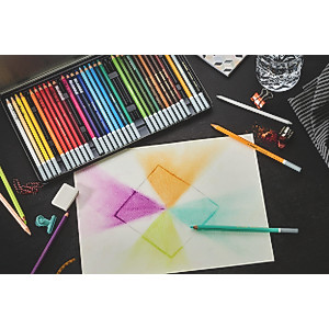 Chalk-Pastel Artist Colored Pencil - STABILO CarbOthello - ARTY+ - Tin Set of 60 Colors + Eraser, Sharpener, Blender - Watercolor Effects, Sketching, Drawing, Coloring